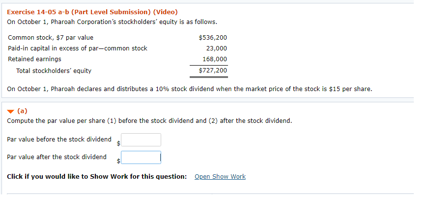 Solved Exercise 14-05 a-b (Part Level Submission) (Video) On | Chegg.com