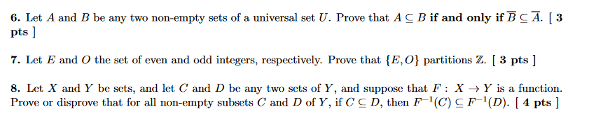 Solved Part III: Prove/Disprove the following Note: For the | Chegg.com