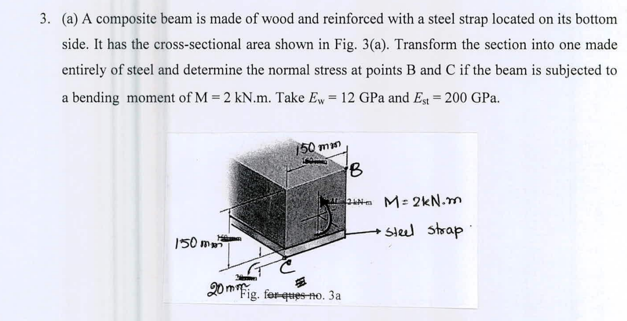Solved 3. (a) A composite beam is made of wood and | Chegg.com
