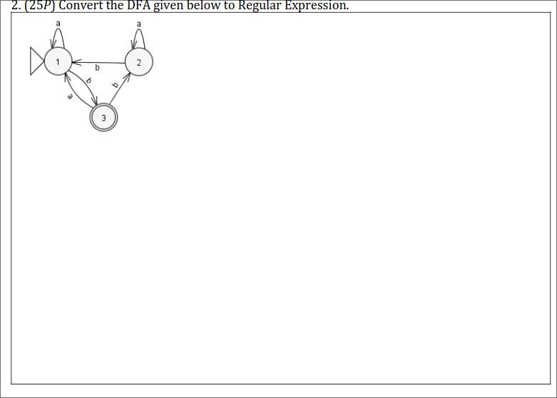Solved 2. (25P) ﻿Convert the DFA given below to Regular | Chegg.com