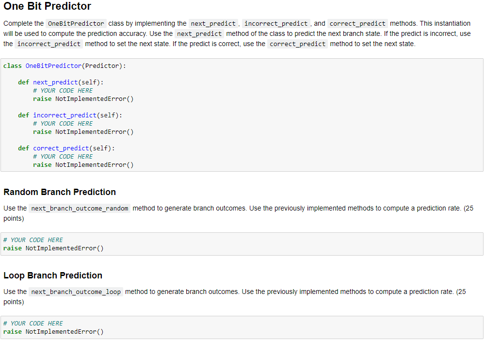 Python Branch Prediction: Writing Methods Edit: What | Chegg.com