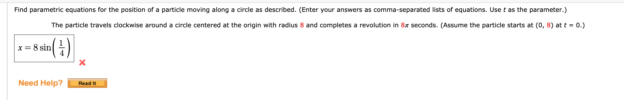Solved Find parametric equations for the position of a | Chegg.com