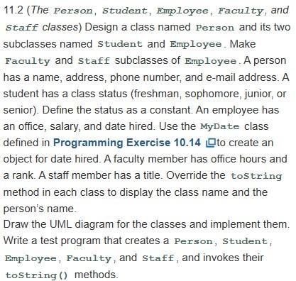 Solved 11.2 (The Person, student, Employee, Faculty, and | Chegg.com