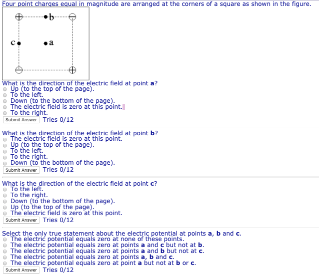 Solved Four point charges equal in magnitude are arranged at | Chegg.com