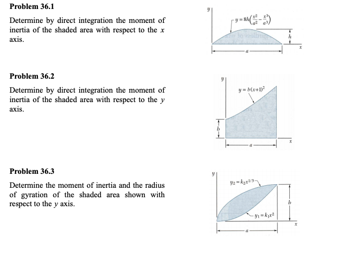 Solved Problem 36.1 Determine by direct integration the | Chegg.com