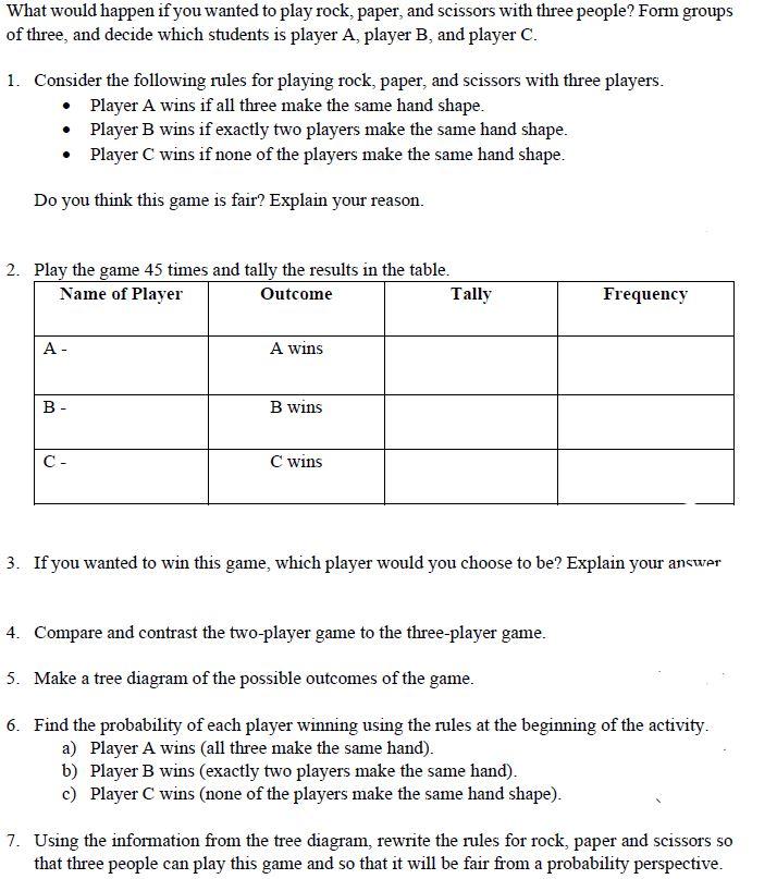 Solved What would happen if you wanted to play rock, paper, | Chegg.com