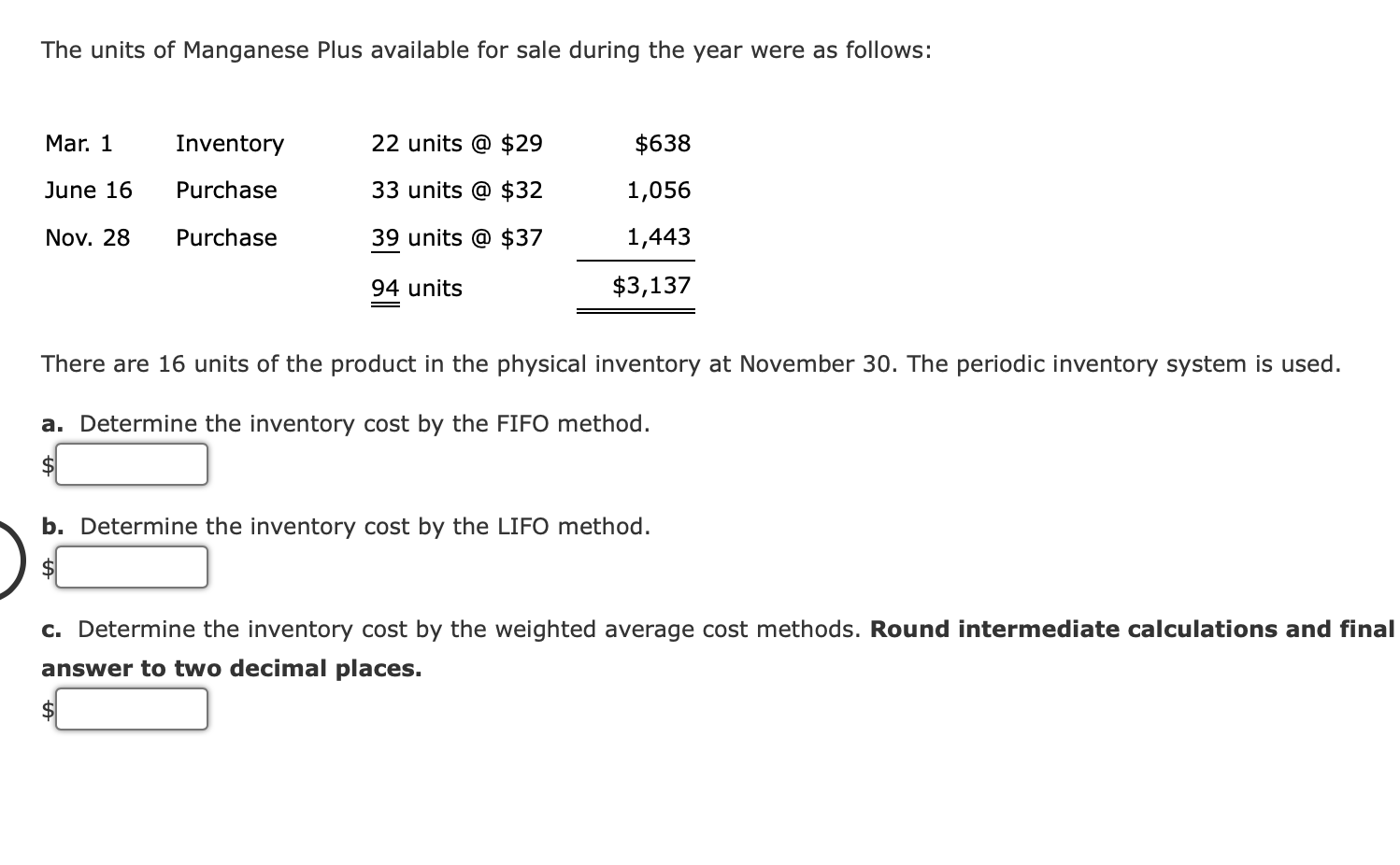 Solved The units of Manganese Plus available for sale during | Chegg.com