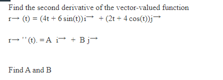Solved Find the second derivative of the vector-valued | Chegg.com