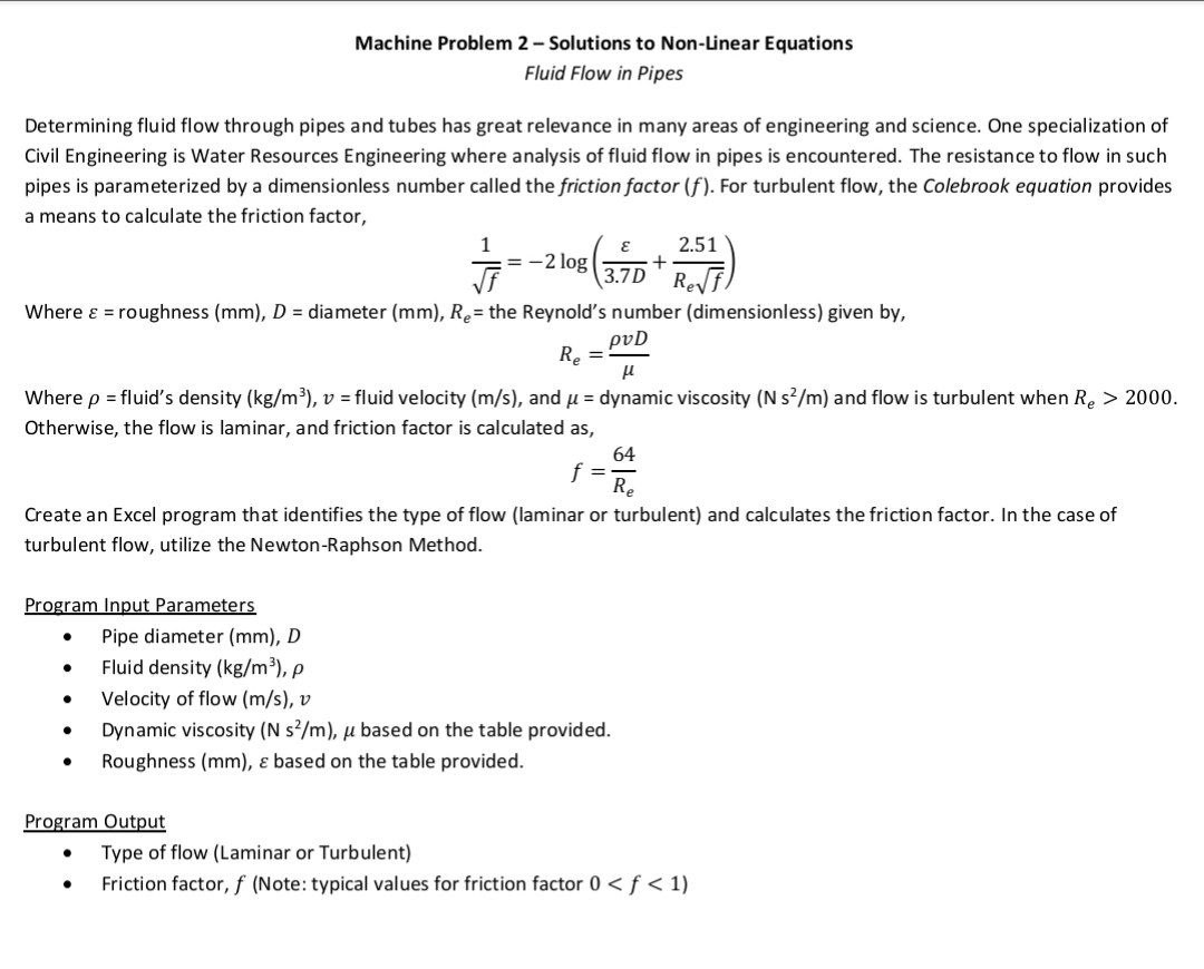 Solved Fluid Flow in Pipes Table for Viscosity of | Chegg.com