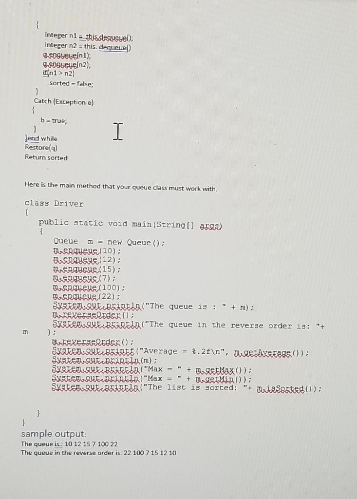 Solved Objectives Practice Queue and Exception handling | Chegg.com