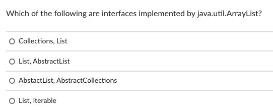 Solved Which of the following are interfaces implemented by | Chegg.com