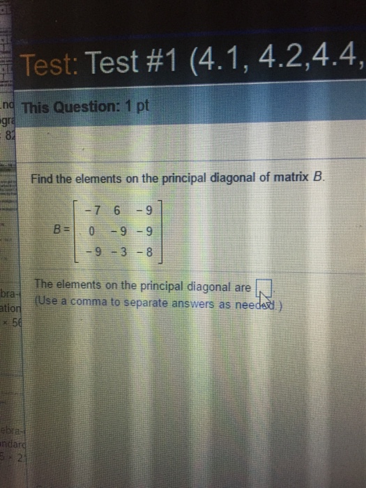 Solved Find the elements on the principal diagonal of matrix | Chegg.com