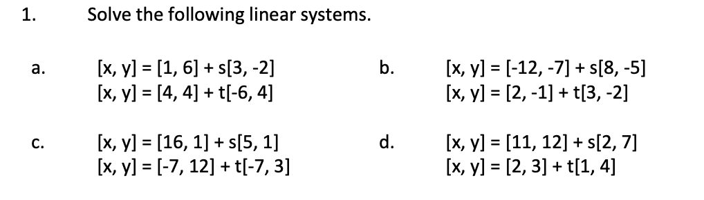 Solved Solve the following linear systems. | Chegg.com