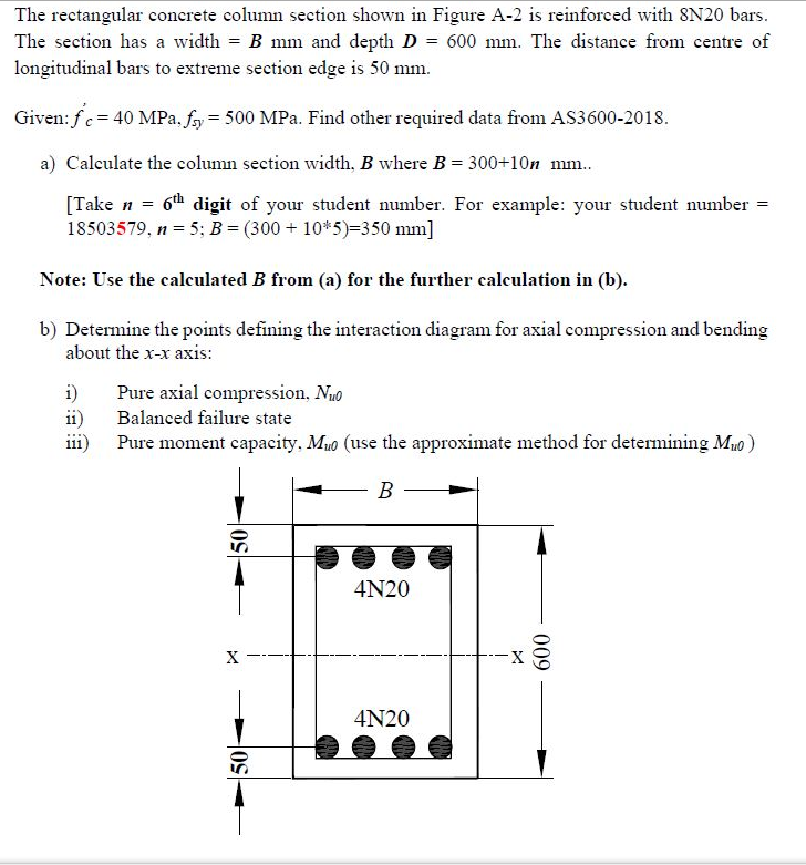 Solved The rectangular concrete column section shown in | Chegg.com