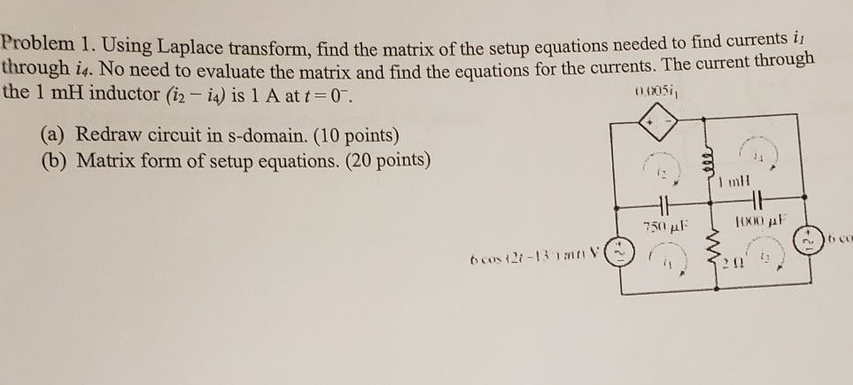 Solved Problem 1. Using Laplace transform, find the matrix | Chegg.com