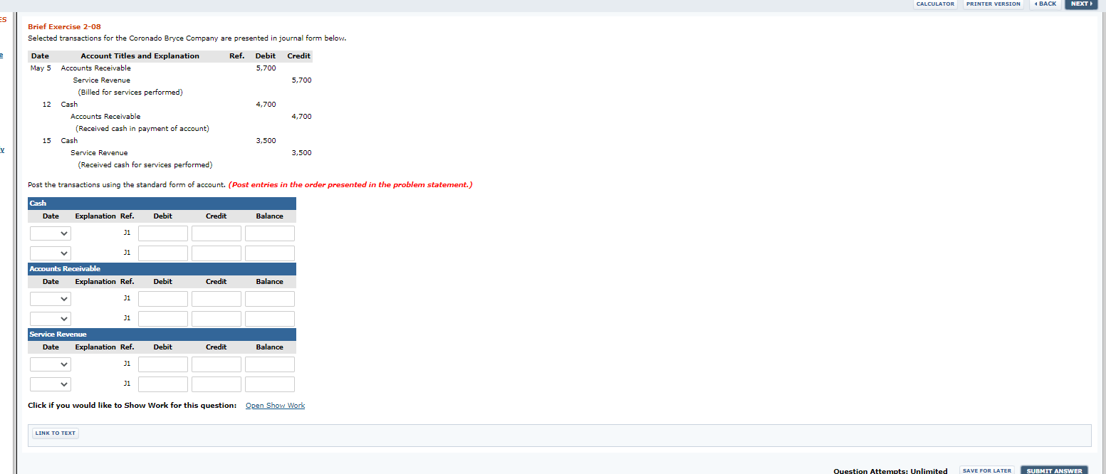 Solved CALCULATOR PRINTER VERSION 4 BACK NEXT » NEXT ES | Chegg.com