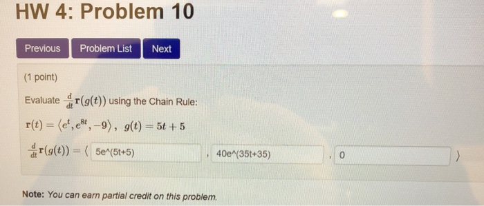 Solved HW 4: Problem 11 Previous Problem List Next (1 point) | Chegg.com