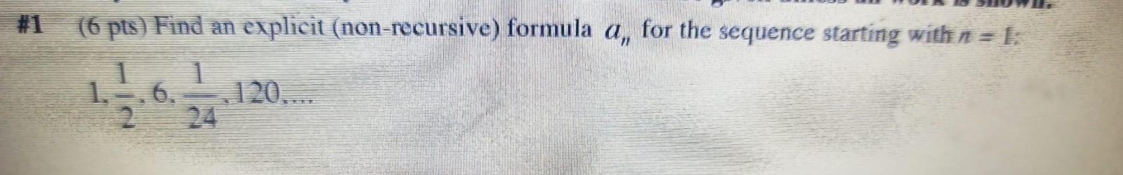Solved (6 pts) Find an explicit (non-recursive) formula a,, | Chegg.com