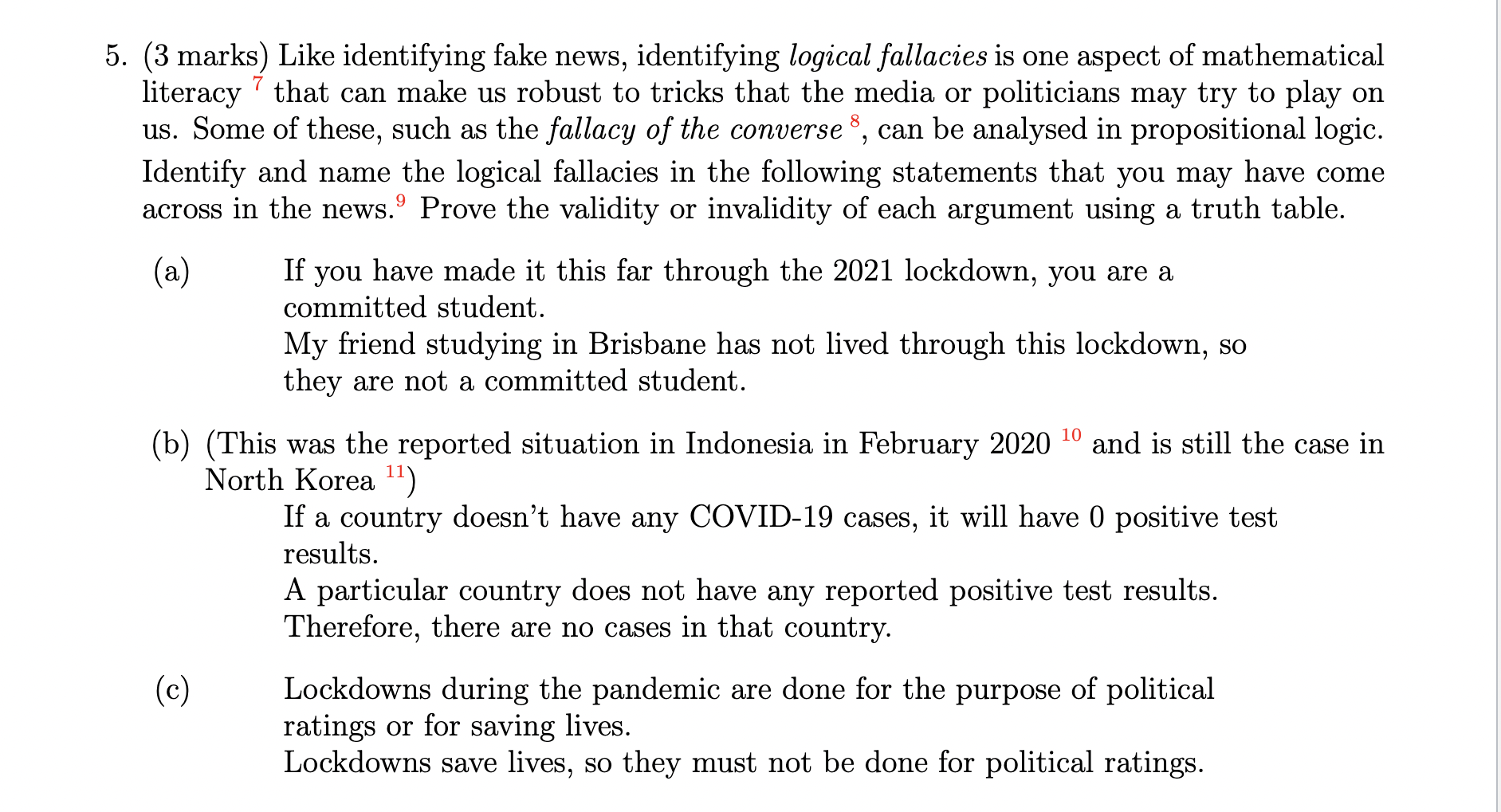 5. (3 marks) Like identifying fake news, identifying | Chegg.com