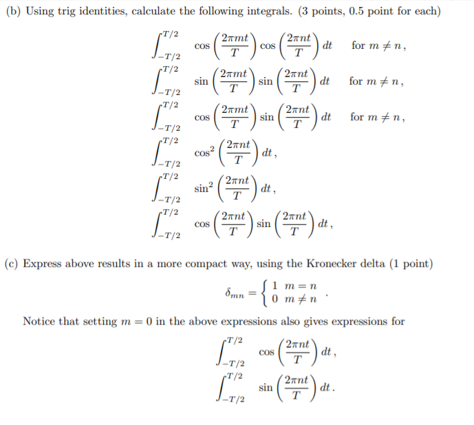 Solved (b) Using trig identities, calculate the following | Chegg.com