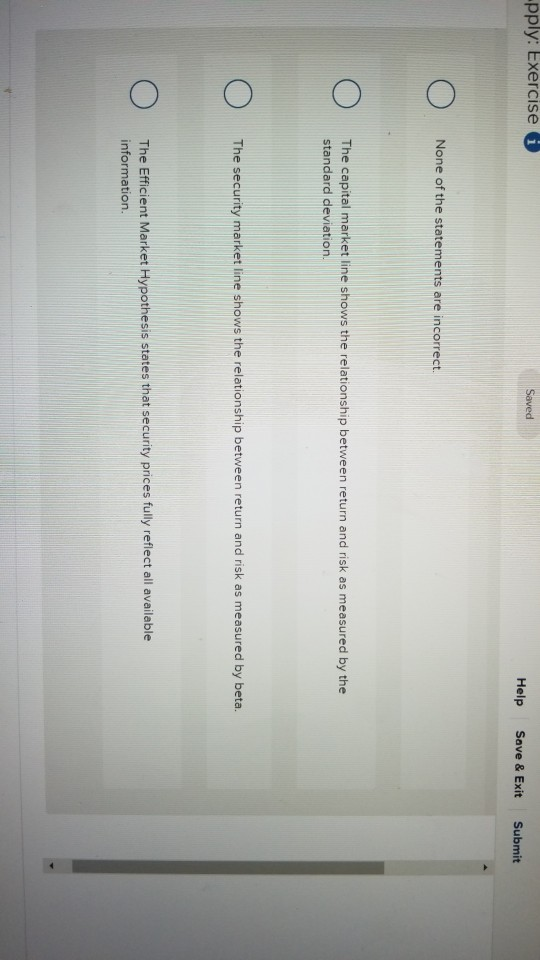 Solved -pply: Exercise 0 Saved Help Save & Exit Submit 0 | Chegg.com