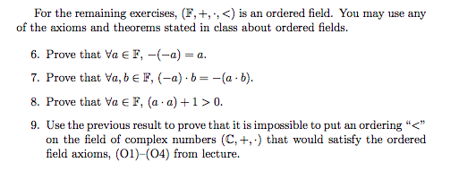 Solved For the remaining exercises, (F,+,