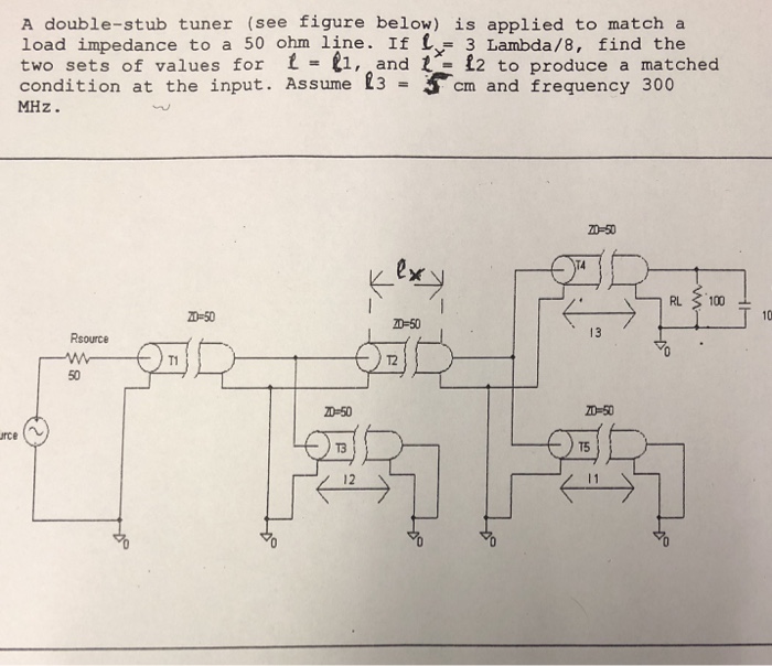A double-stub tuner (see figure below) is applied to | Chegg.com