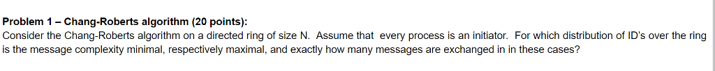 Problem 1- Chang-Roberts algorithm (20 points) | Chegg.com