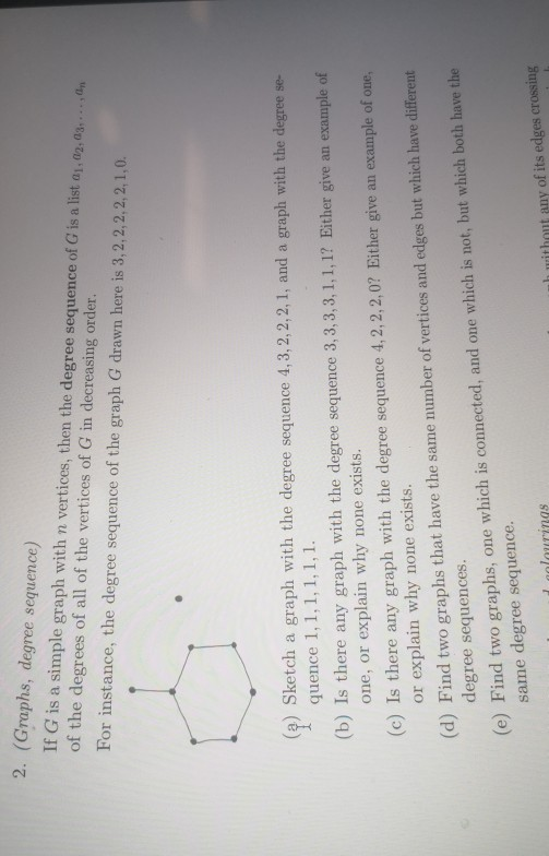 Solved 2. (Graphs, degree sequence) If G is a simple graph | Chegg.com