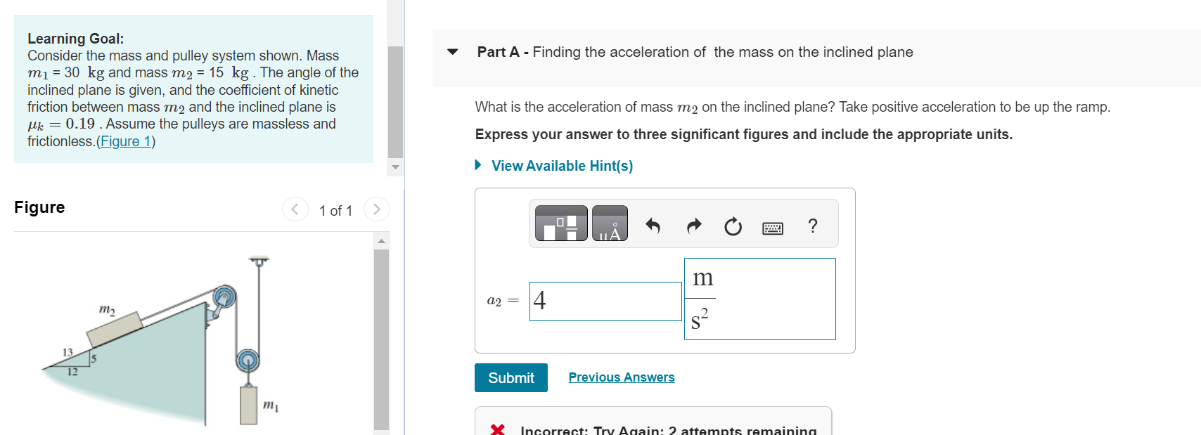 Solved Learning Goal:Consider the mass and pulley system | Chegg.com