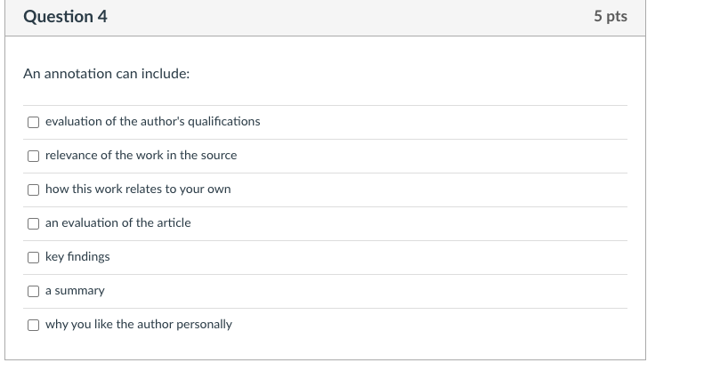 An annotation can include: evaluation of the author's | Chegg.com