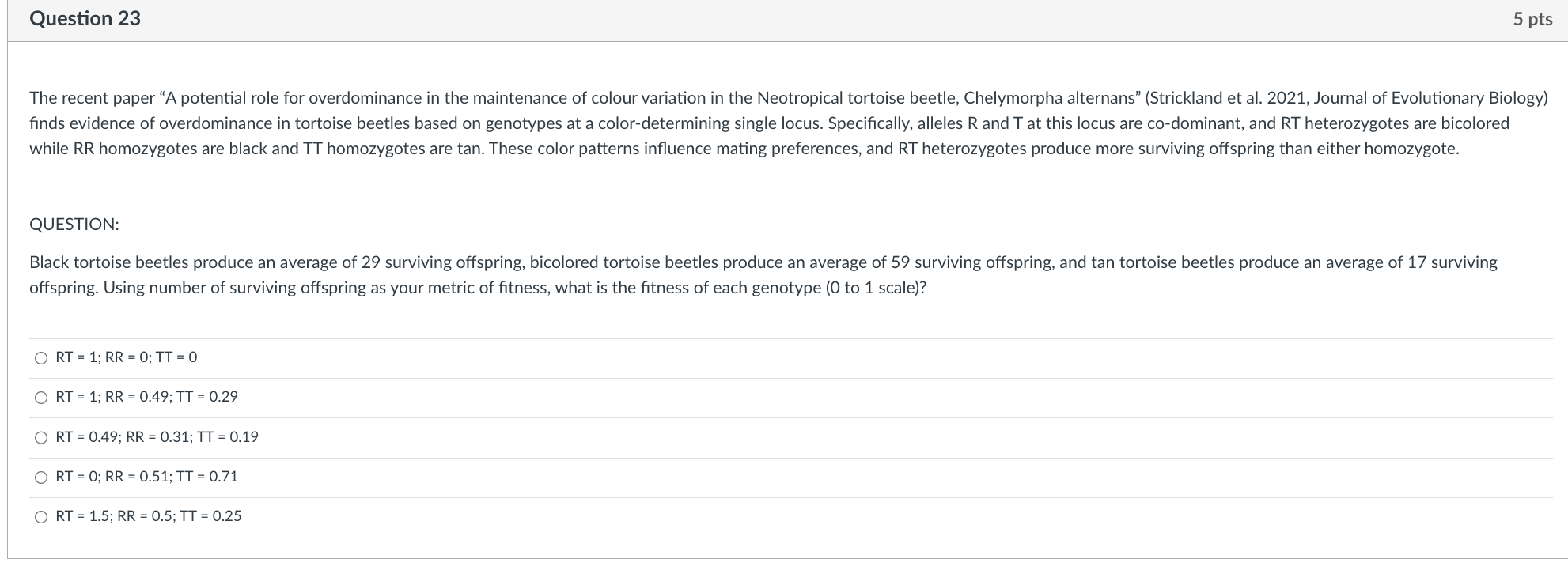 Solved QUESTION: offspring. Using number of surviving | Chegg.com