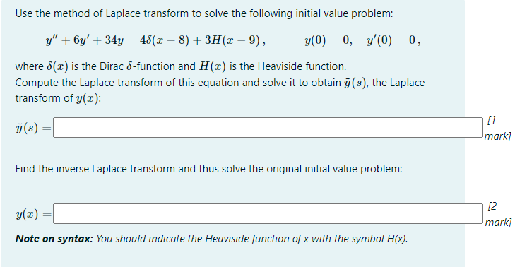 Solved Use the method of Laplace transform to solve the | Chegg.com