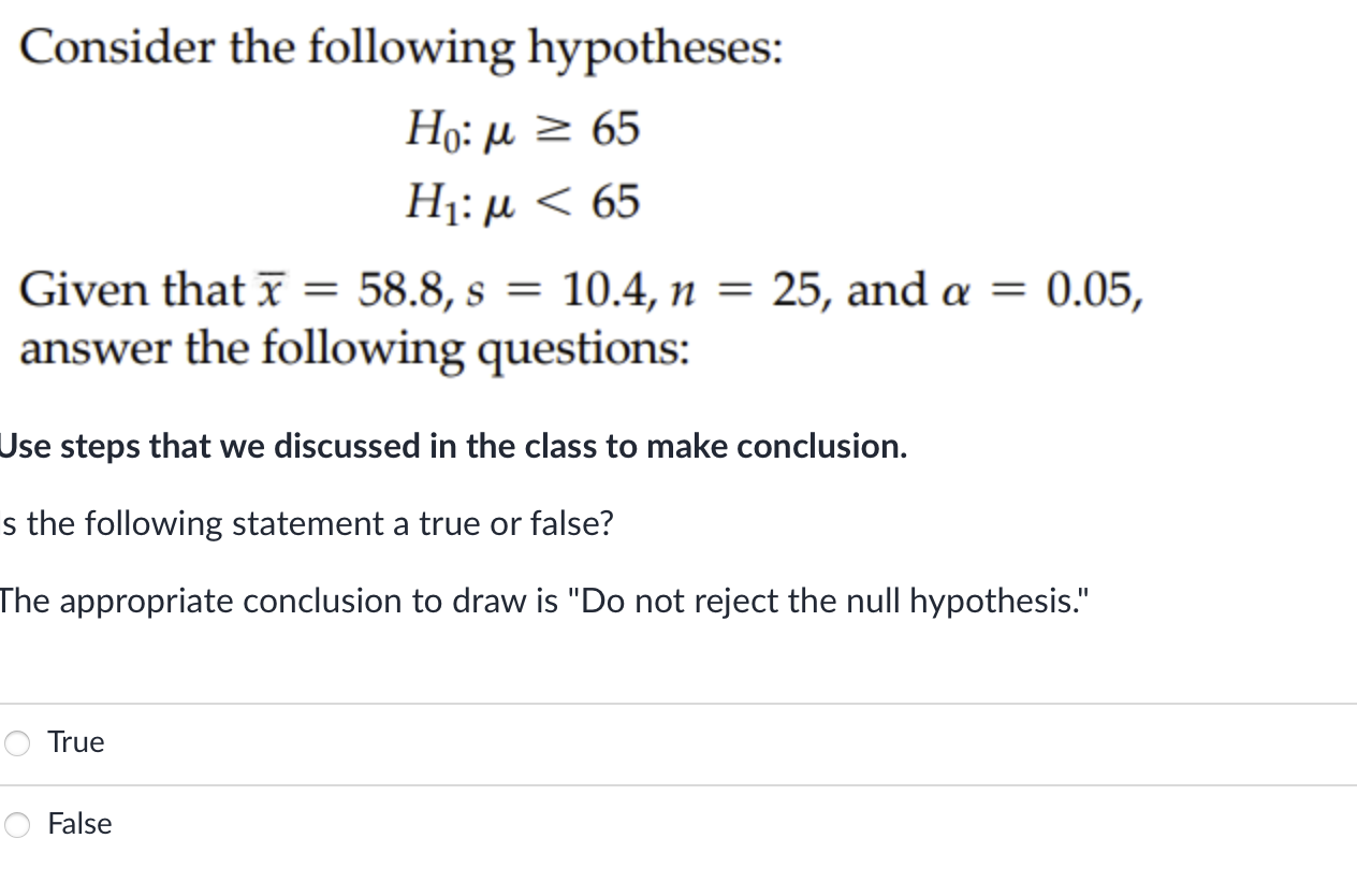 Solved Consider the following hypotheses:\\nH_(0):\\\\mu | Chegg.com