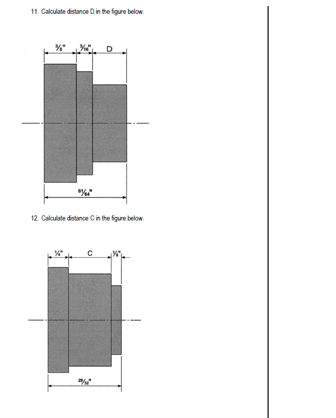 Solved 11. Calculate distance D in the figure below. 3/16" | Chegg.com