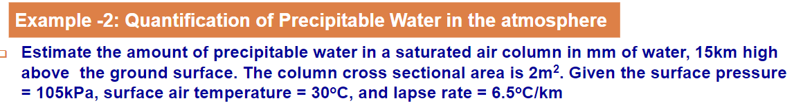 Solved Example -2: Quantification of Precipitable Water in | Chegg.com