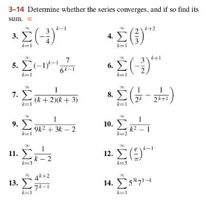 Solved 3-14 Determine whether the series converges, and if | Chegg.com