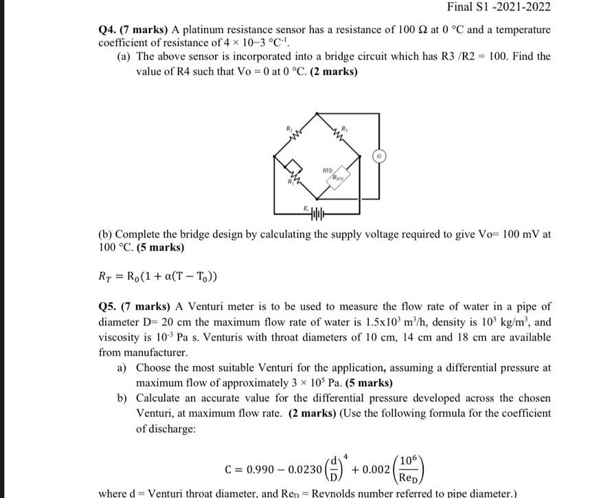 Solved Final S1 -2021-2022 Q4. (7 marks) A platinum | Chegg.com
