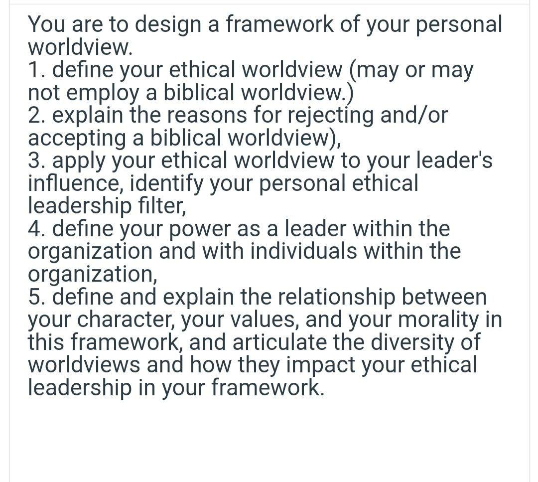 Solved You are to design a framework of your personal | Chegg.com