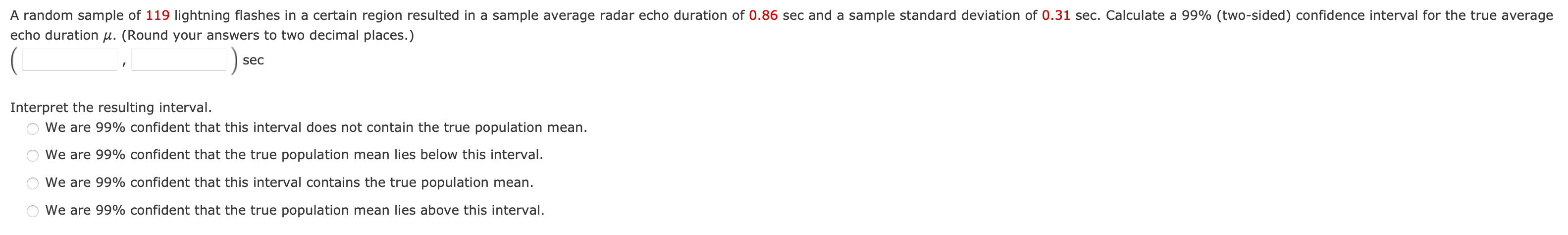 Solved echo duration μ. (Round your answers to two decimal | Chegg.com