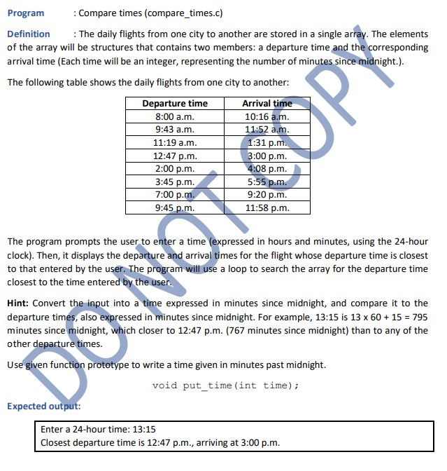 Solved Program : Compare times (compare_times.c) Definition | Chegg.com