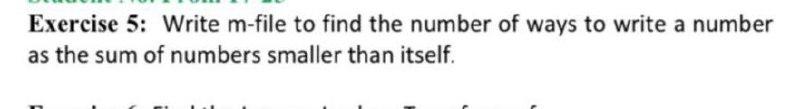 Solved Exercise 5: Write m-file to find the number of ways | Chegg.com