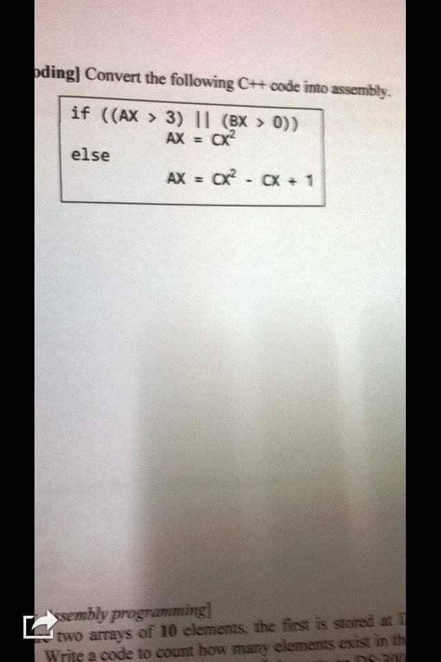 Solved oding] Convert the following C++ code into assembly. | Chegg.com