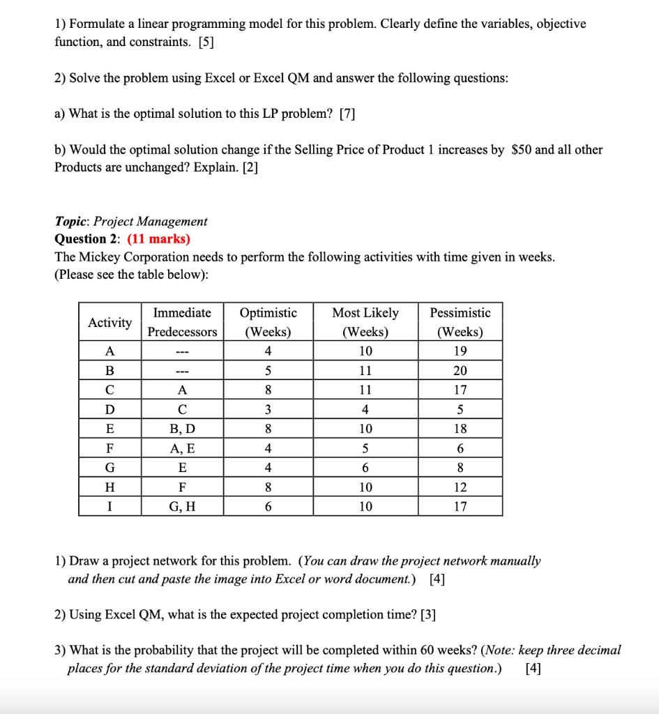 Solved Use Excel or Excel QM to do this assignment. Please | Chegg.com