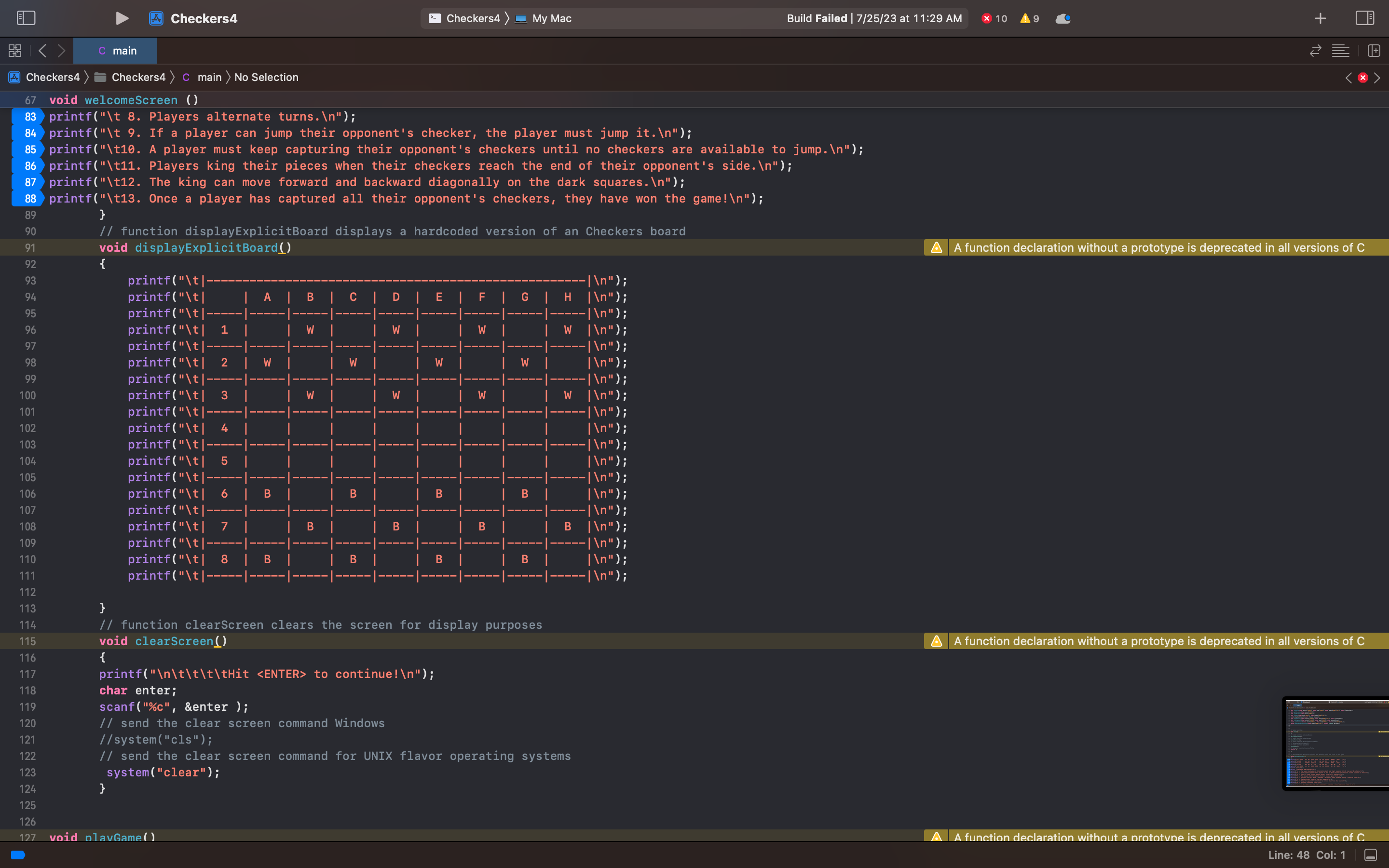 Solved Checkers 4 Checkers 4> My Mac Build Failed | 7/25/23 | Chegg.com