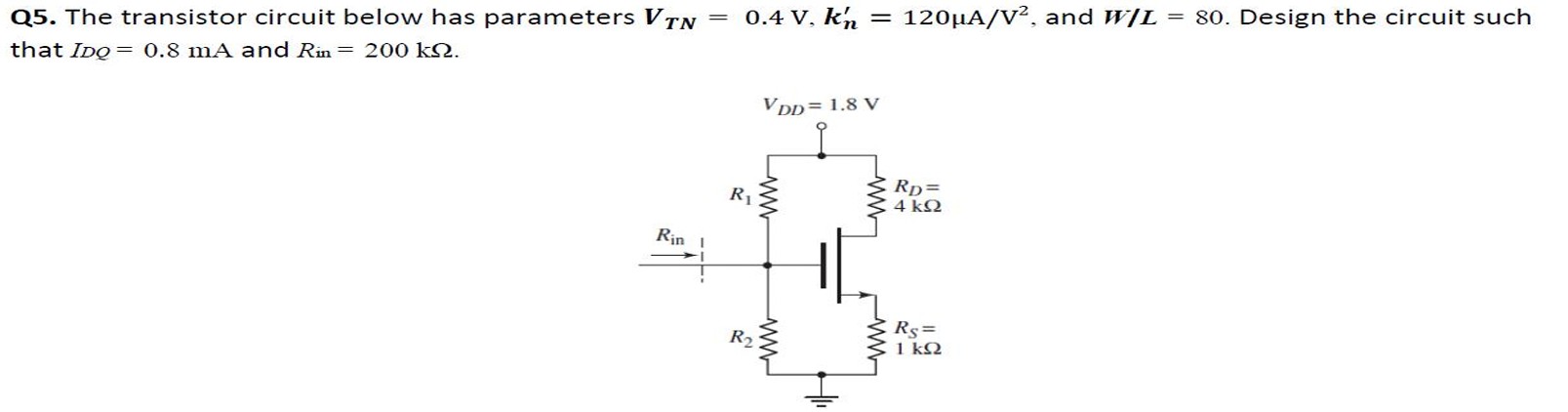Q5. ﻿The transistor circuit below has parameters | Chegg.com
