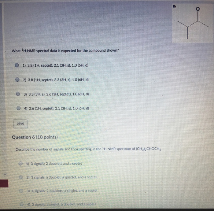 Solved What ^1 H NMR spectral data is expected for the | Chegg.com