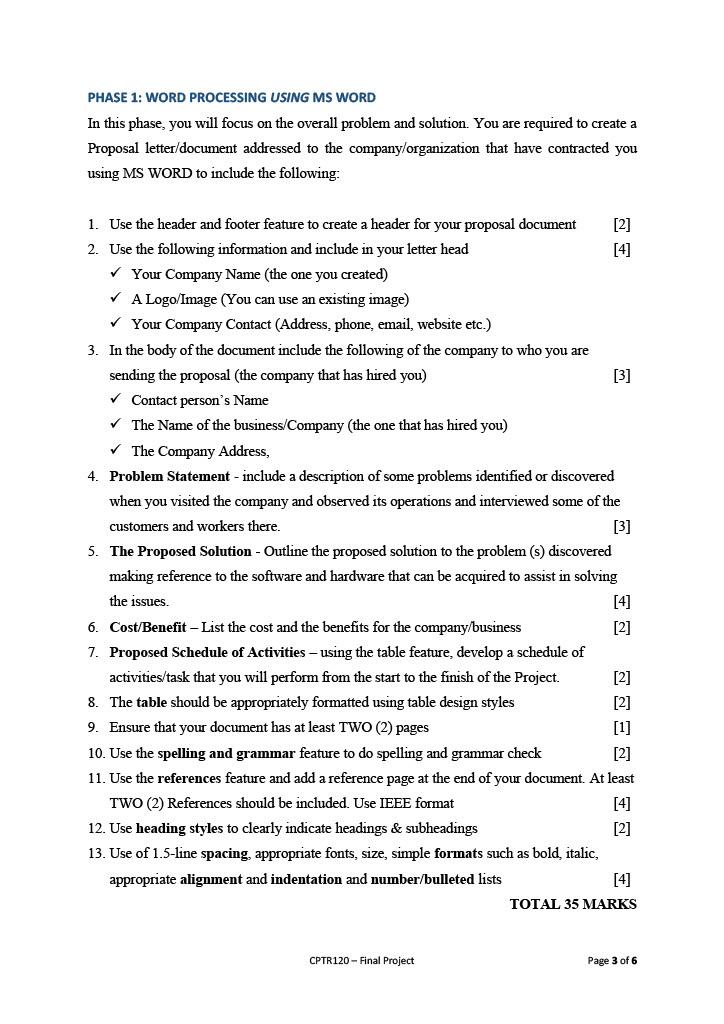 PHASE 1: WORD PROCESSING USING MS WORD In this phase, | Chegg.com