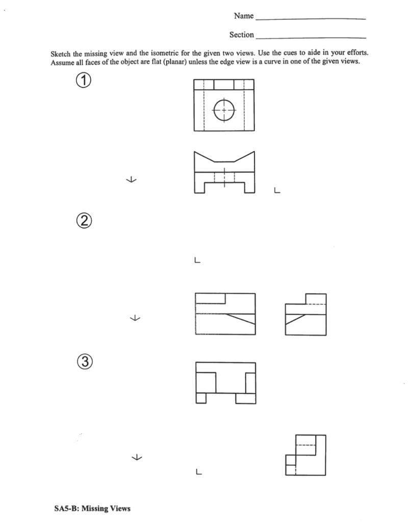 Solved Sketch the missing view and the isometric for the | Chegg.com
