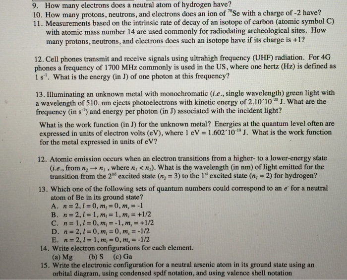 Solved How many electrons does a neutral atom of hydrogen | Chegg.com